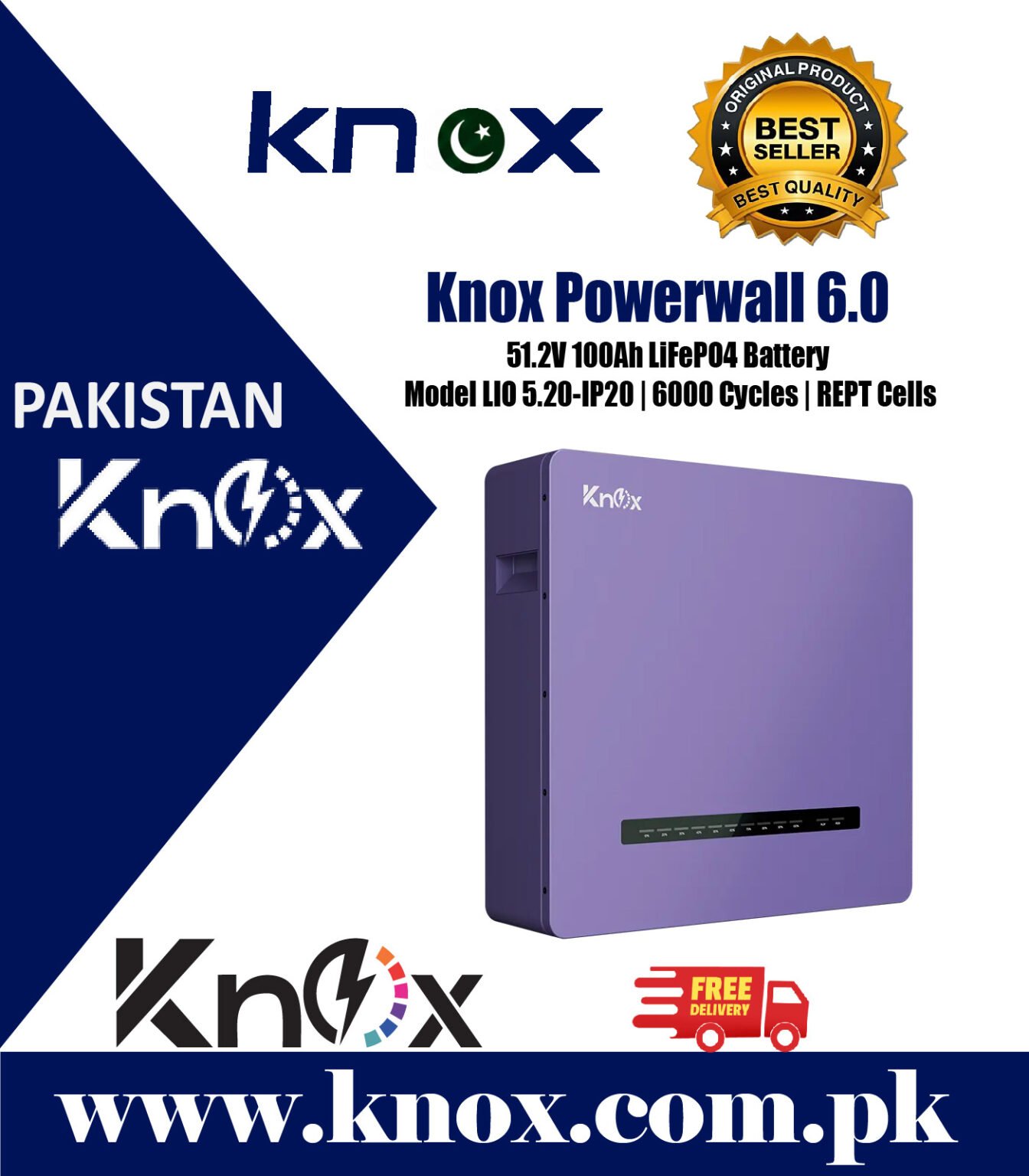 Ultra-Safe Knox Powerwall 6.11 Lithium Battery 51.2V 100Ah | 5.12kWh ...