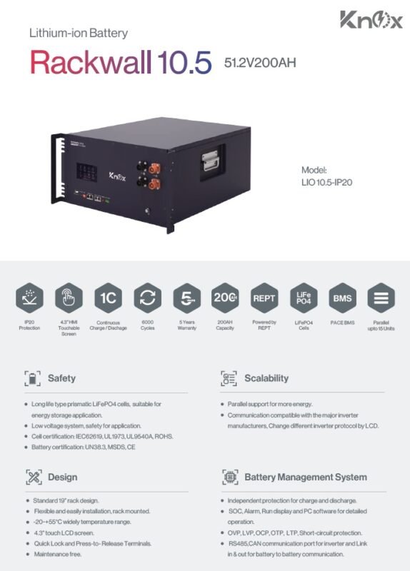 Ultra-Safe Knox Powerwall 6.11 Lithium Battery 51.2V 100Ah | 5.12kWh ...